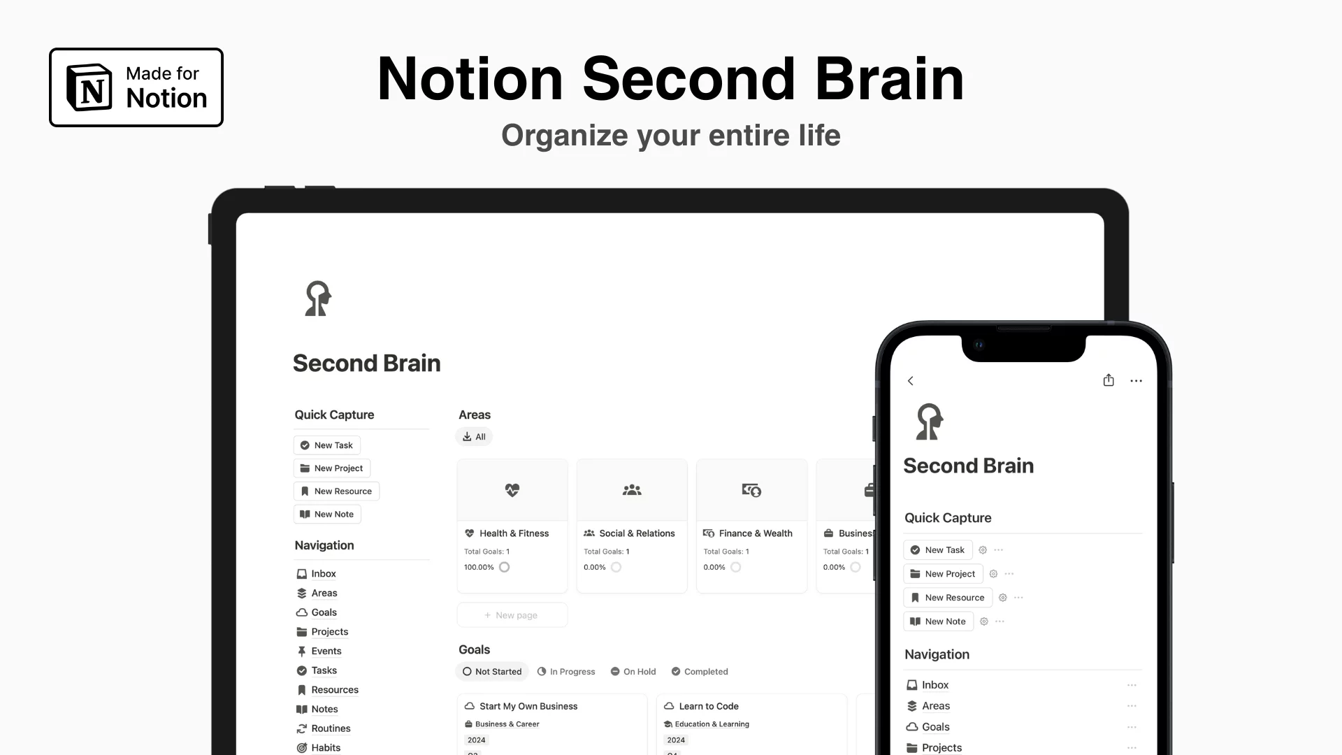 Notion Second Brain - Productivity Template